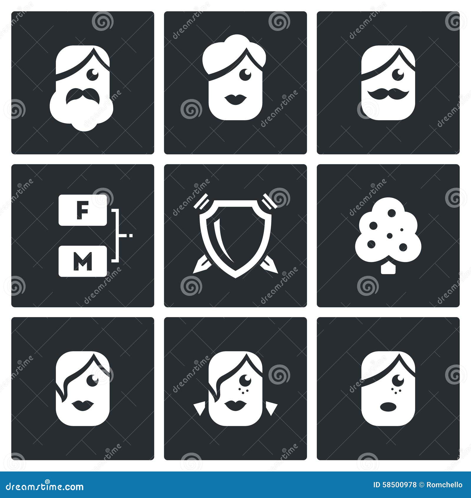 Family Tree Icons Set. Vector Illustration. Stock Illustration ...