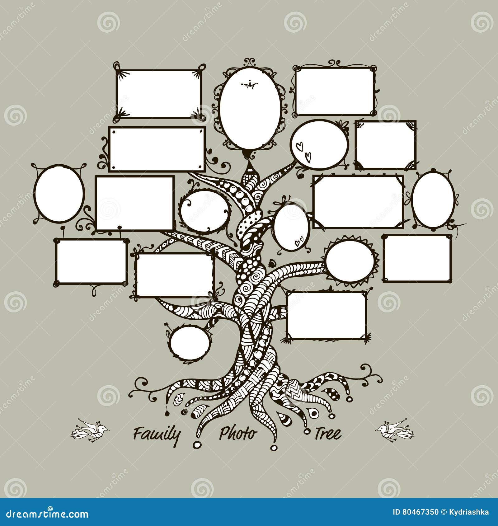 Family Tree Template with Picture Frames Stock Vector - Illustration of ...