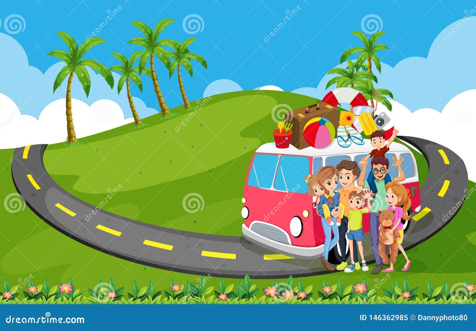 Family Trip Cartoon Vector | CartoonDealer.com #20642057