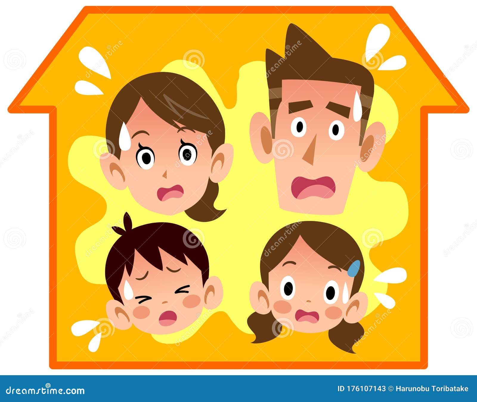 Troubled Family Running In Circle, Vector Cartoon Stick Figure ...