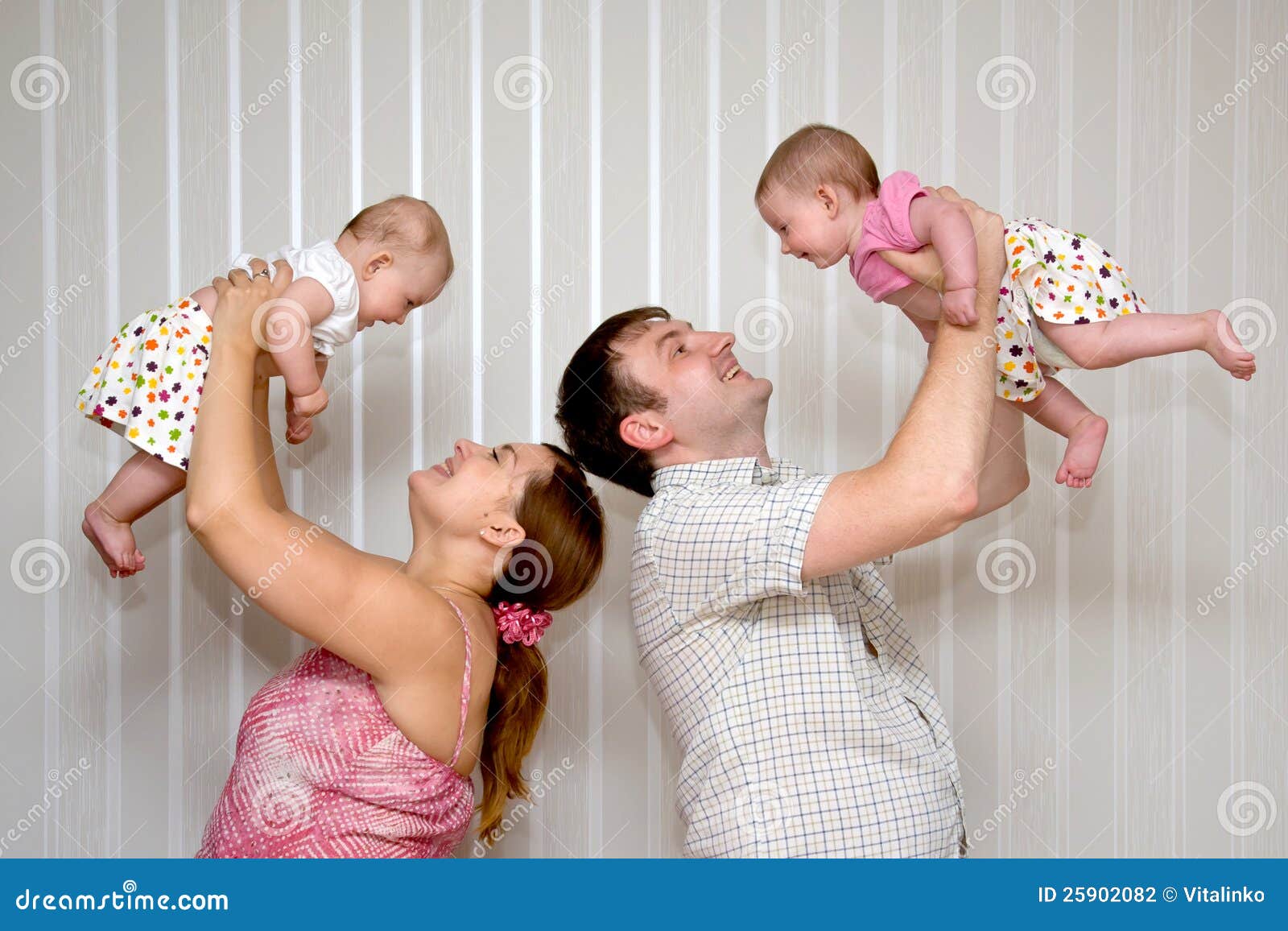 Family with Two Tiny Babies Twin Stock Photo - Image of childhood ...