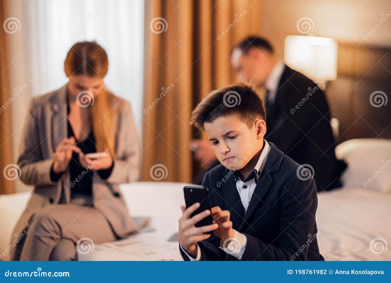 A Family Using Gadgets. Modern Technology Concept Stock Photo - Image ...