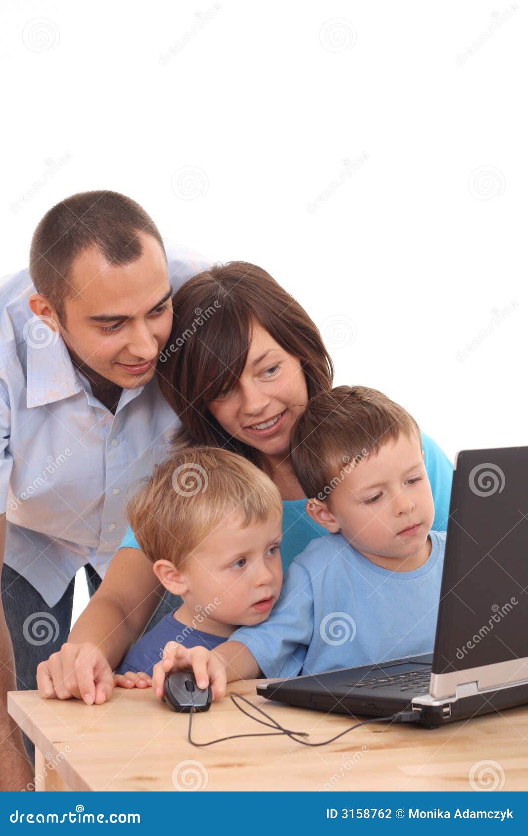 Family using laptop stock photo. Image of father, activity - 3158762