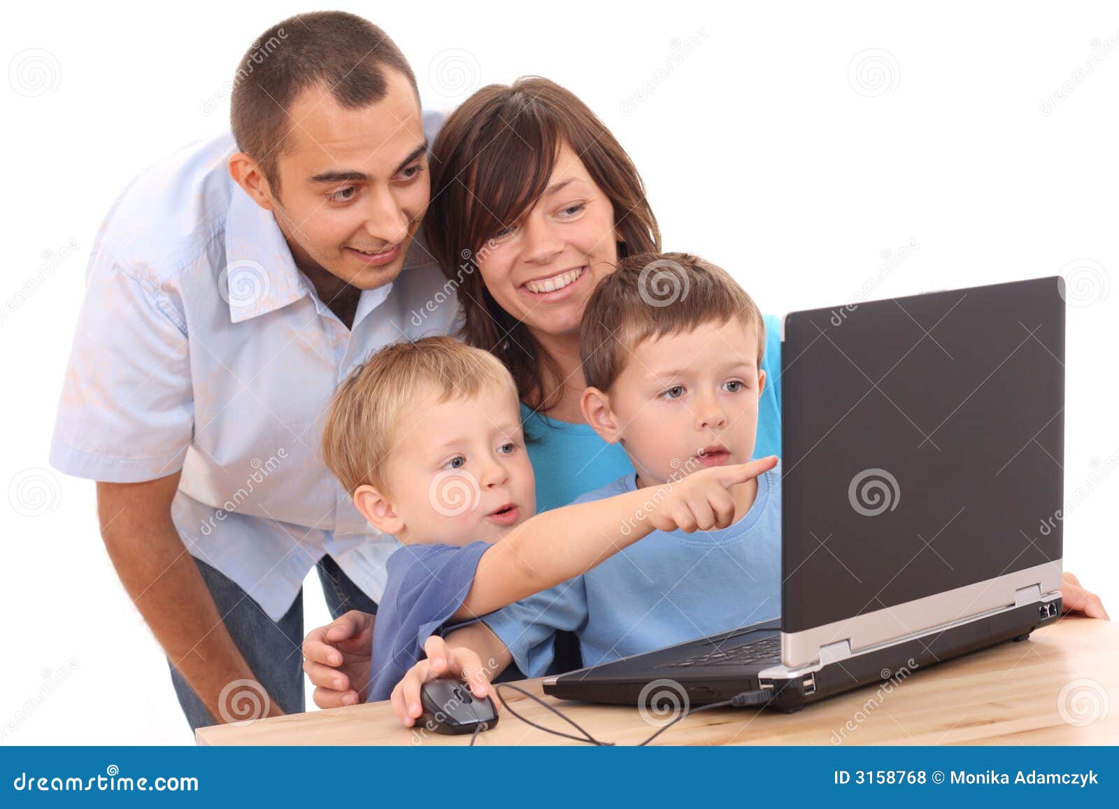 Family using laptop stock photo. Image of children, mail - 3158768