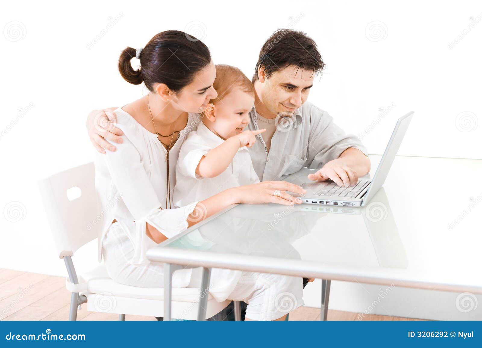 Family using laptop stock photo. Image of home, notebook - 3206292