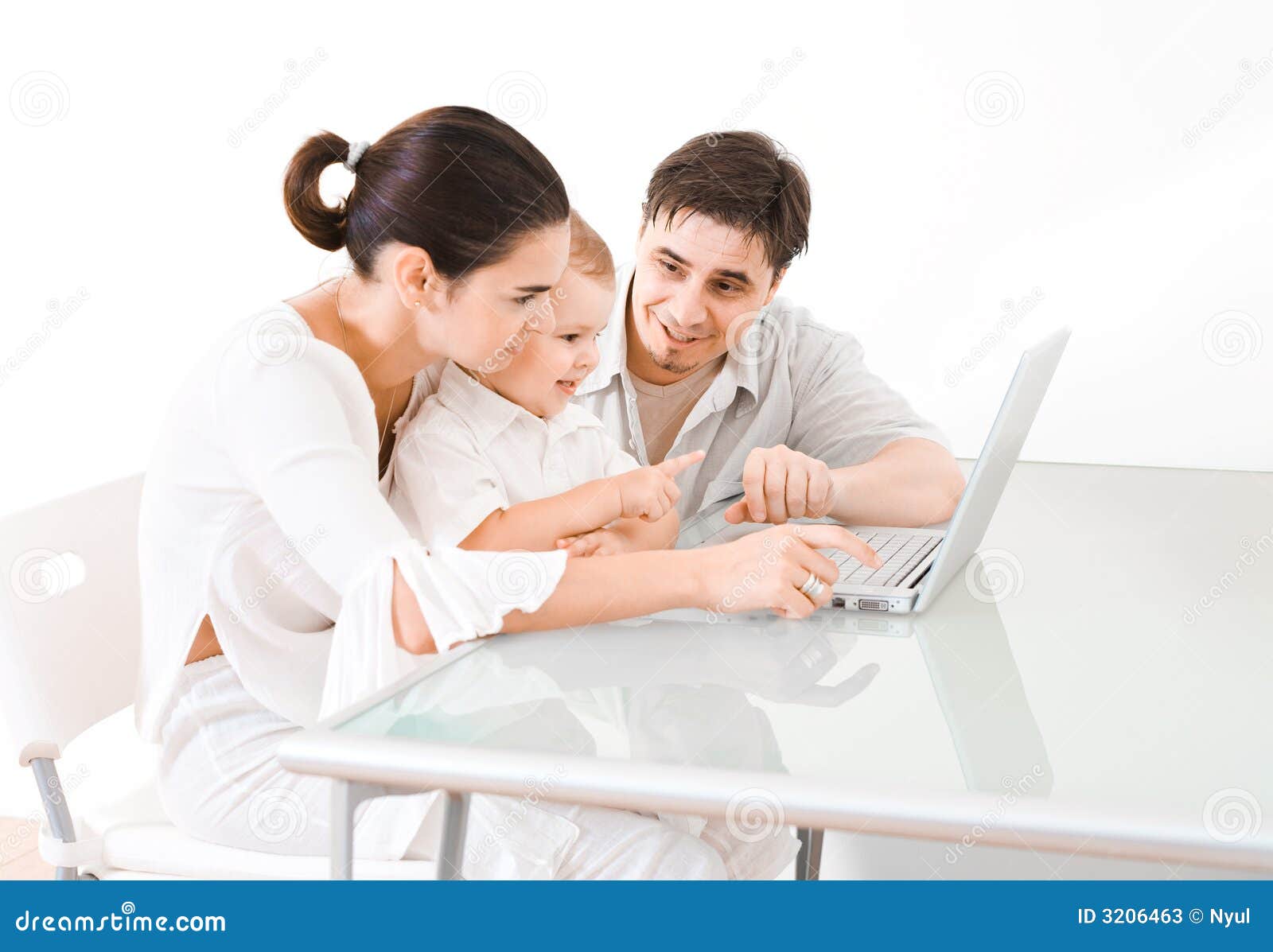 Family using laptop stock image. Image of desk, internet - 3206463