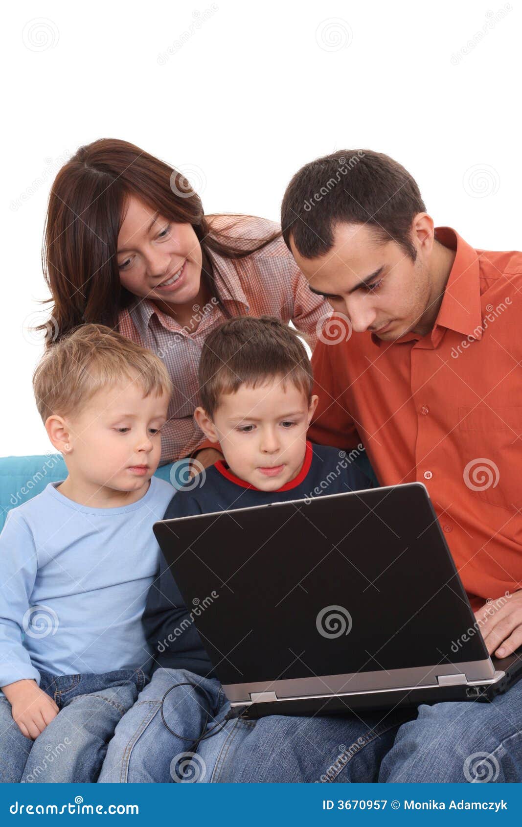 Family using laptop stock image. Image of parent, leisure - 3670957