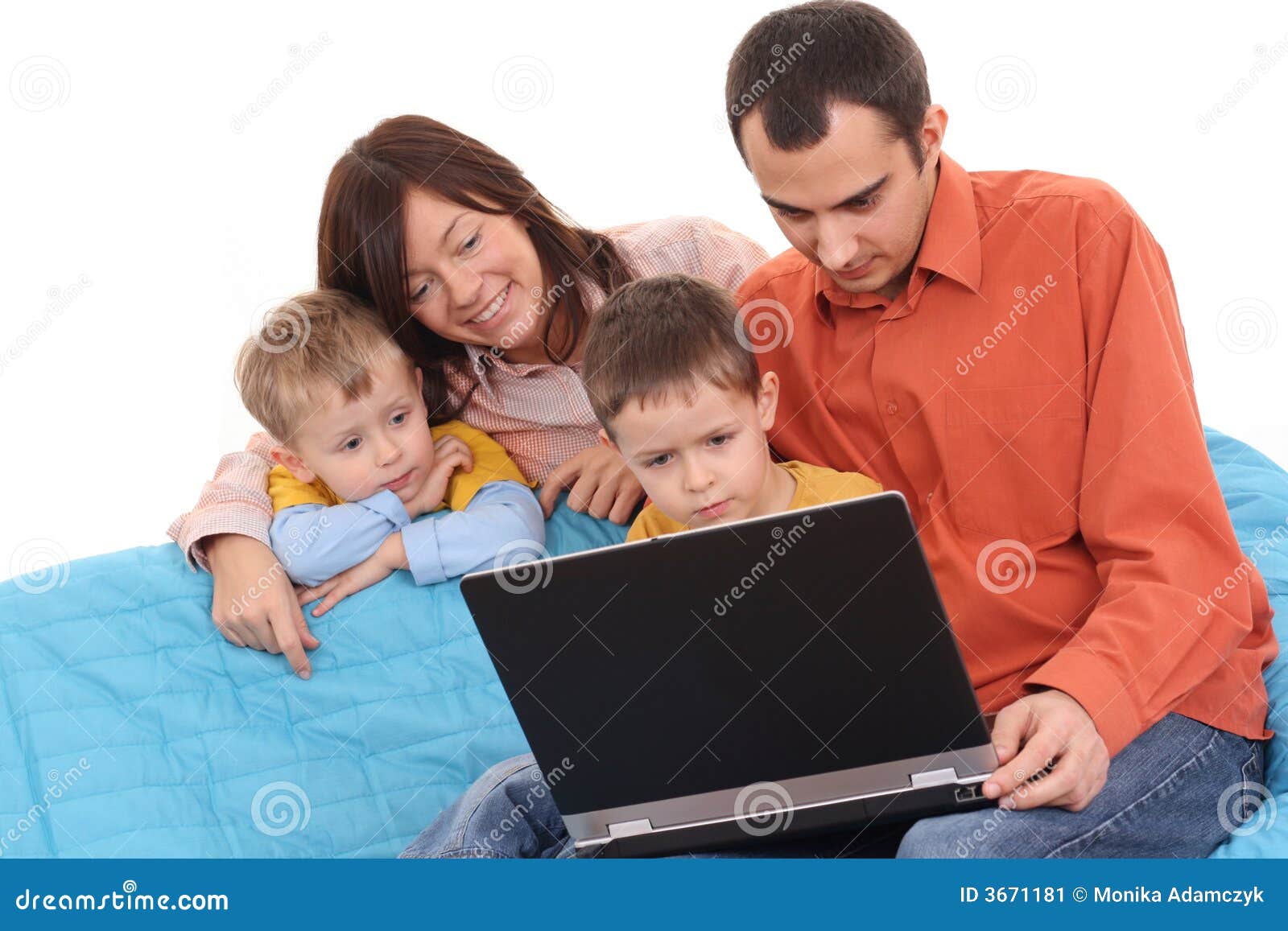 Family using laptop stock image. Image of friends, brothers - 3671181