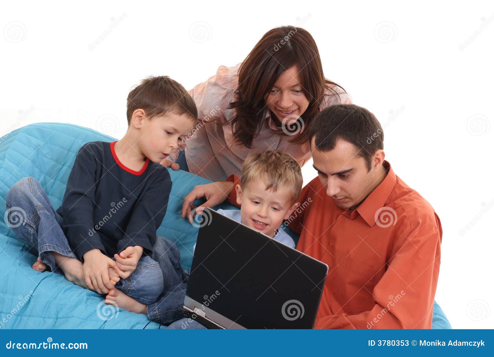 Family using laptop stock image. Image of mother, play - 3780353