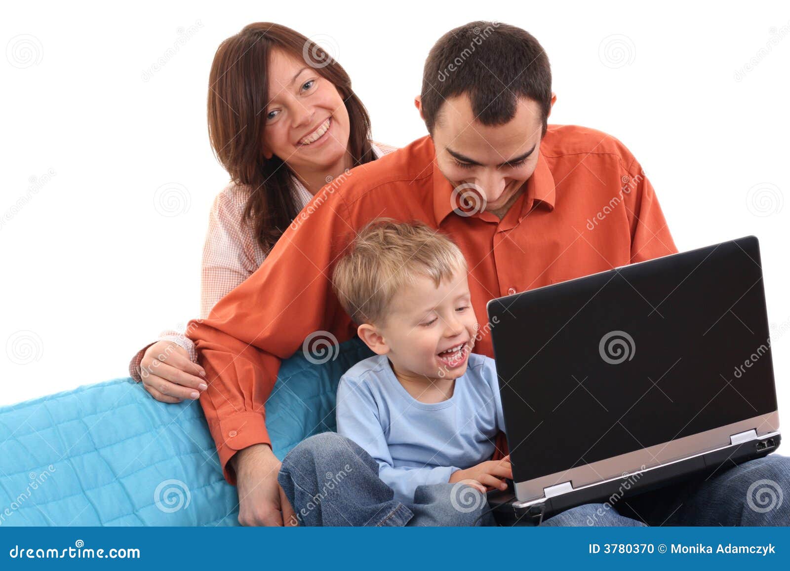 Family using laptop stock photo. Image of computer, learn - 3780370