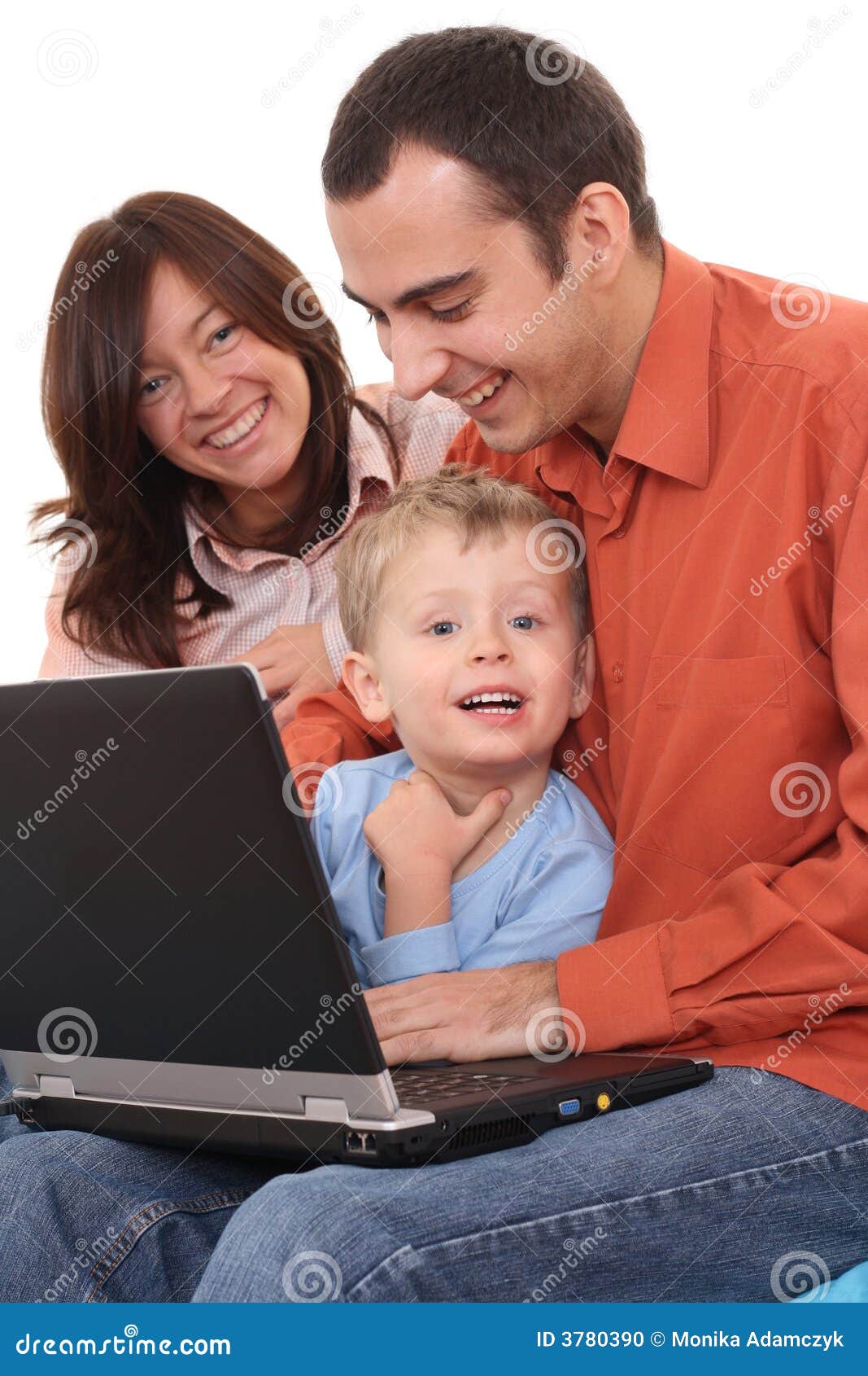 Family using laptop stock photo. Image of happiness, friends - 3780390