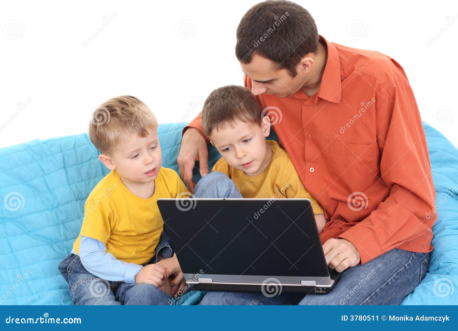 Family using laptop stock image. Image of children, activity - 3780511