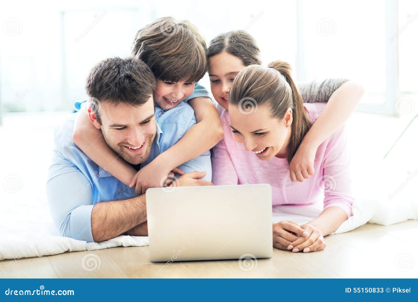 Family Using Laptop at Home Stock Image - Image of comfort, enjoying ...