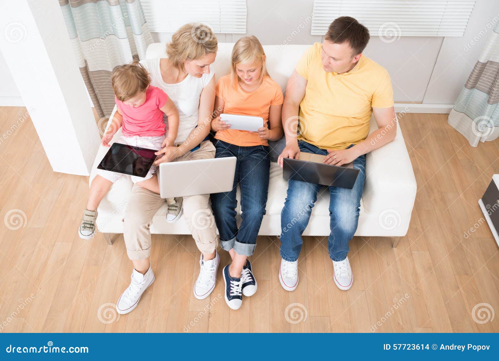 Family Using Tablets and Computers Stock Photo - Image of kids ...