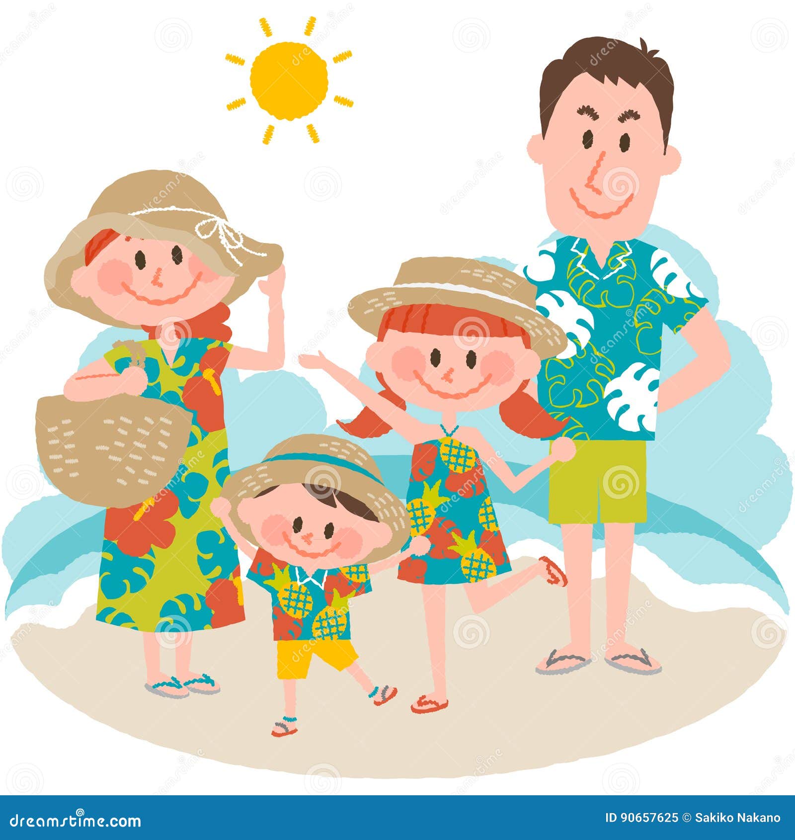 A Family Vacation on the Beachfront Stock Vector - Illustration of ...