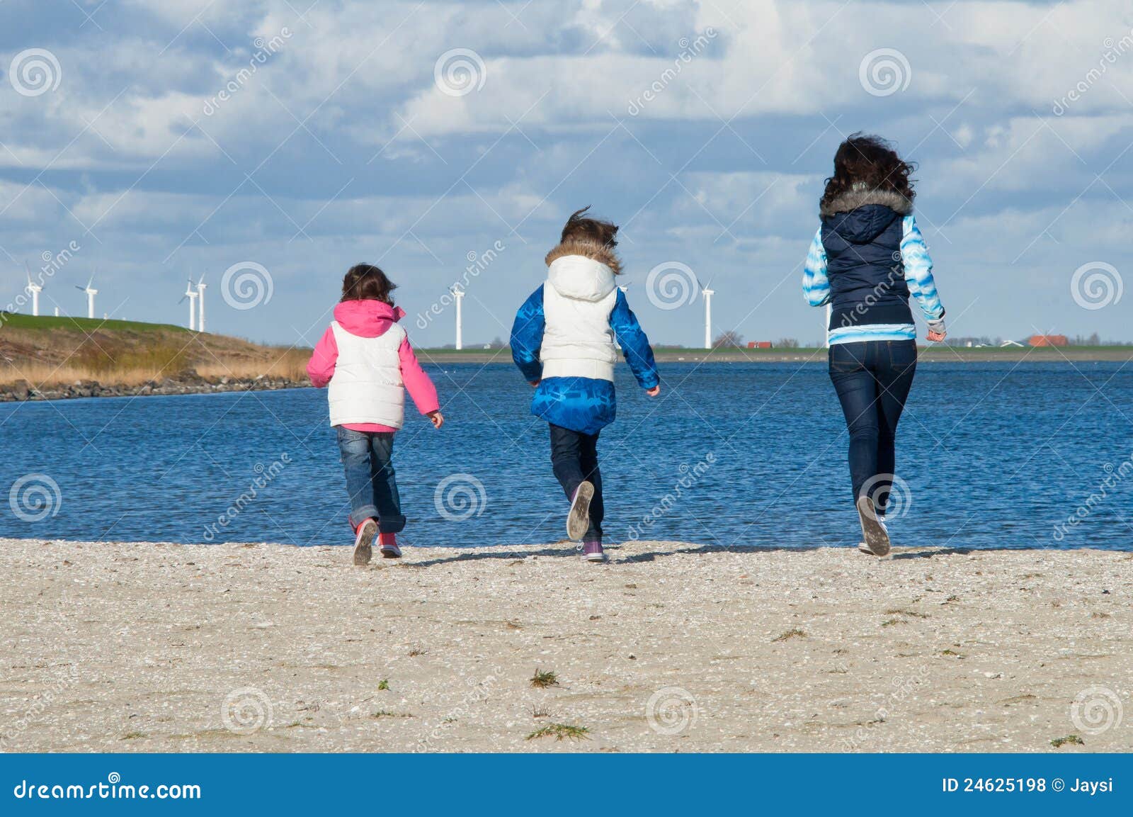 Family Vacation, Running on Spring Beach Stock Photo - Image of autumn ...