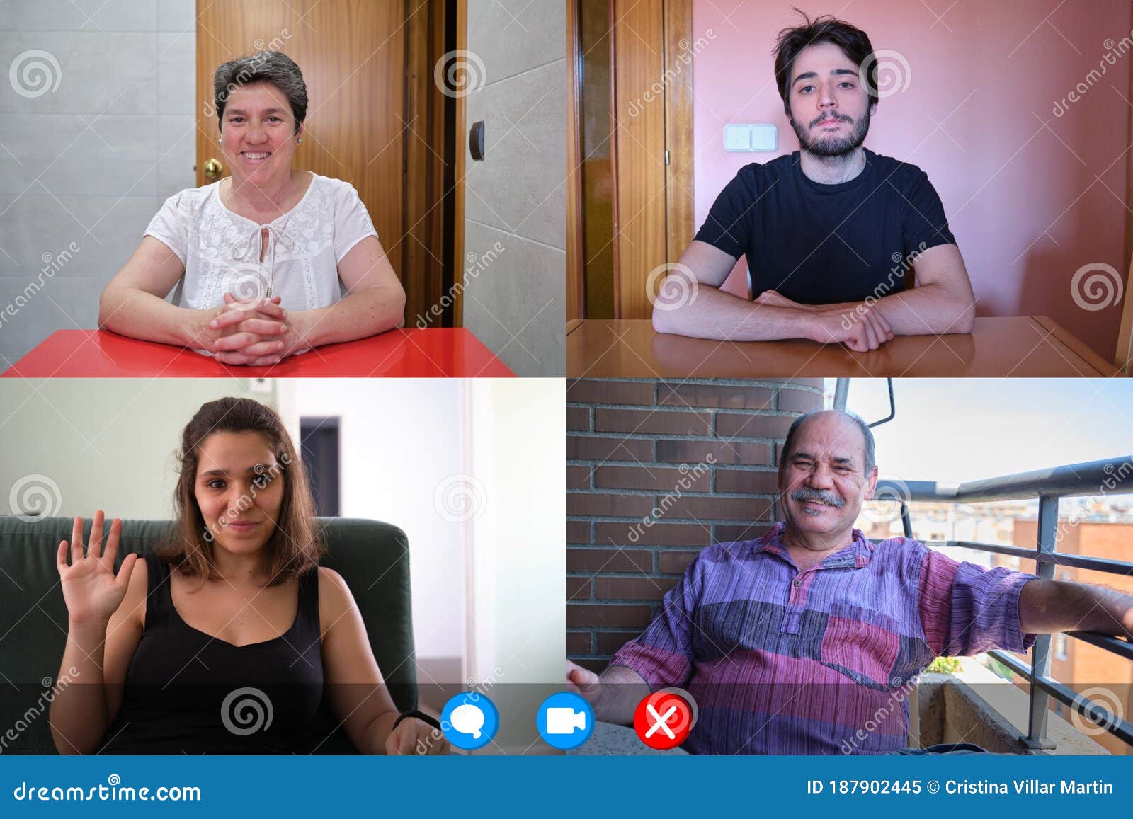 Family videocall screen stock image. Image of camera - 187902445