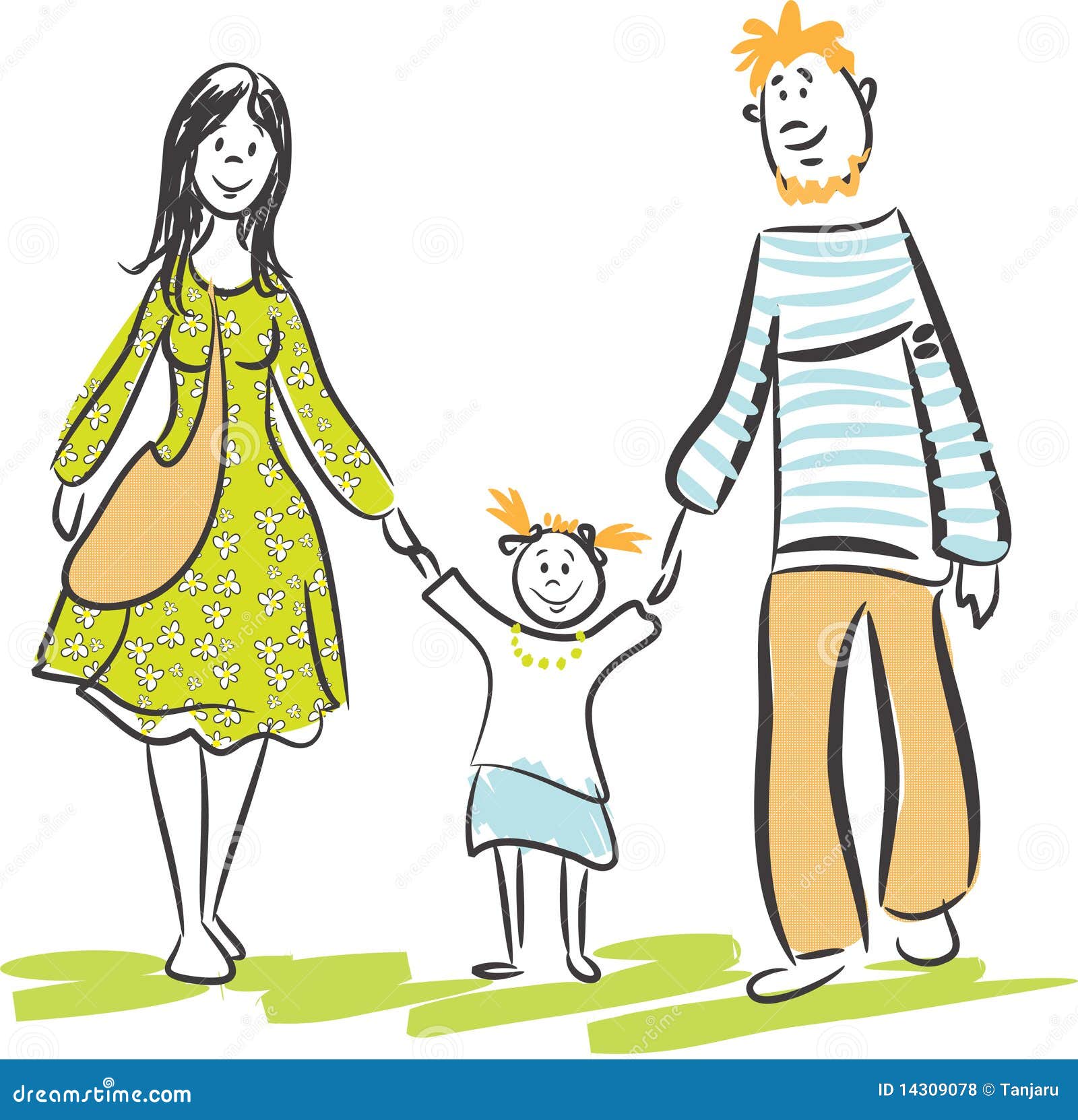 Family walk stock vector. Illustration of simple, child - 14309078
