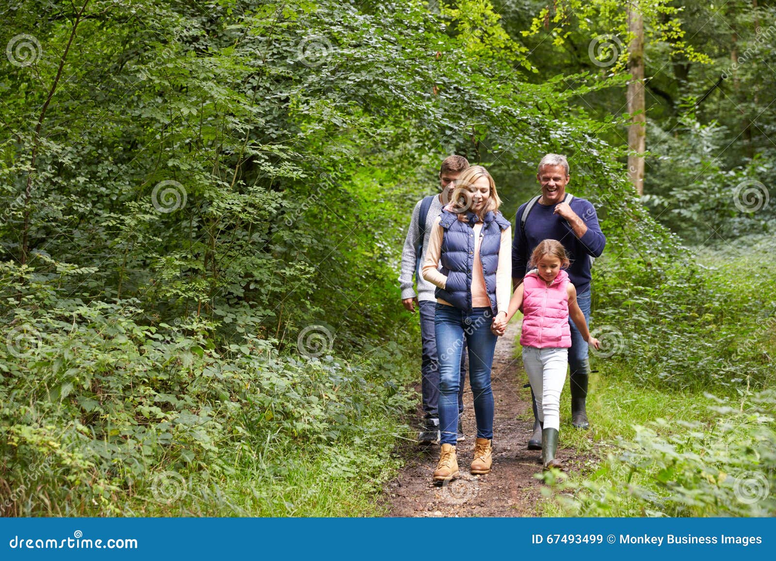 Family on Walk through Beautiful Countryside Stock Image - Image of ...