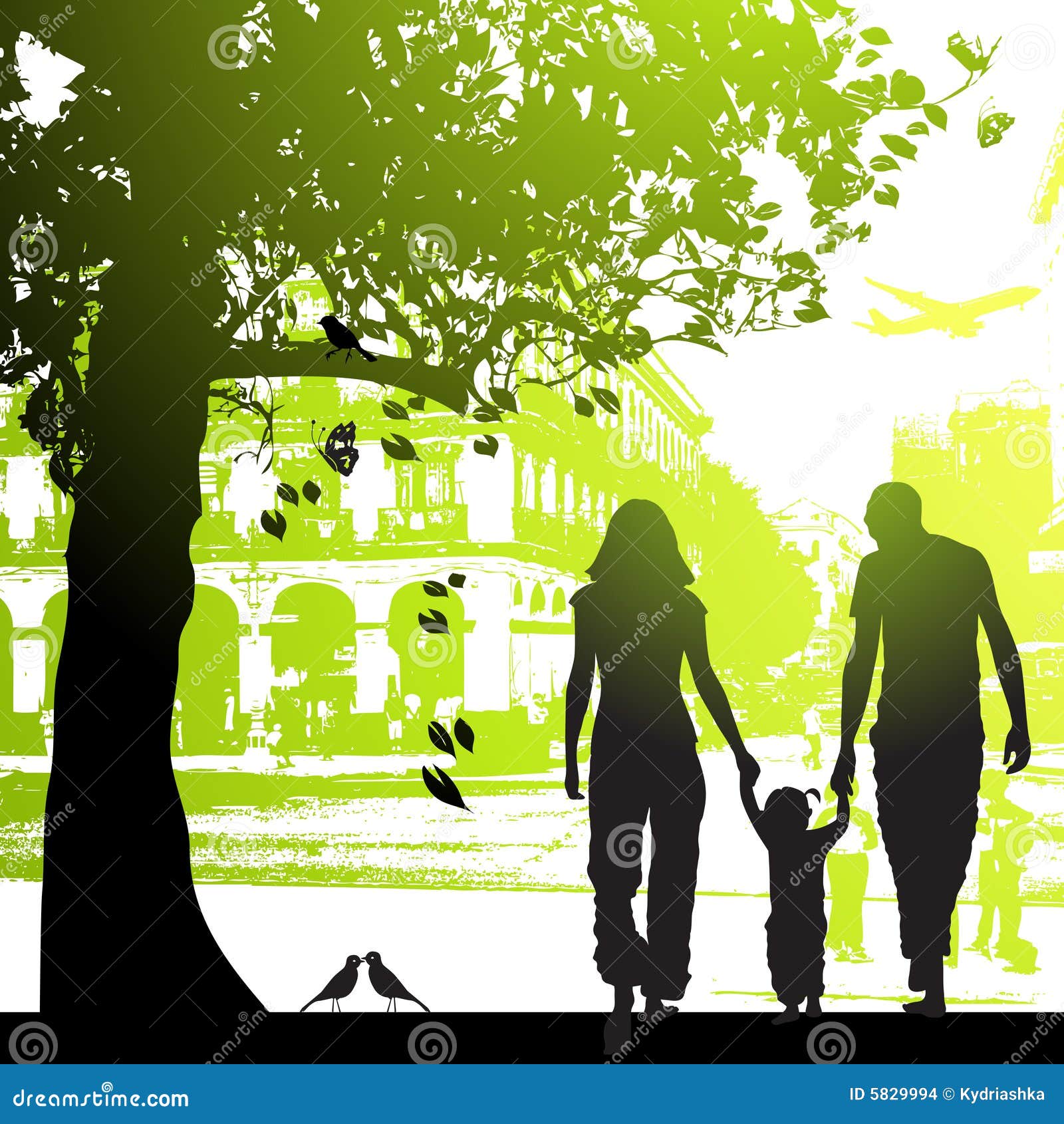Family Walk Cartoon Vector | CartoonDealer.com #2344193