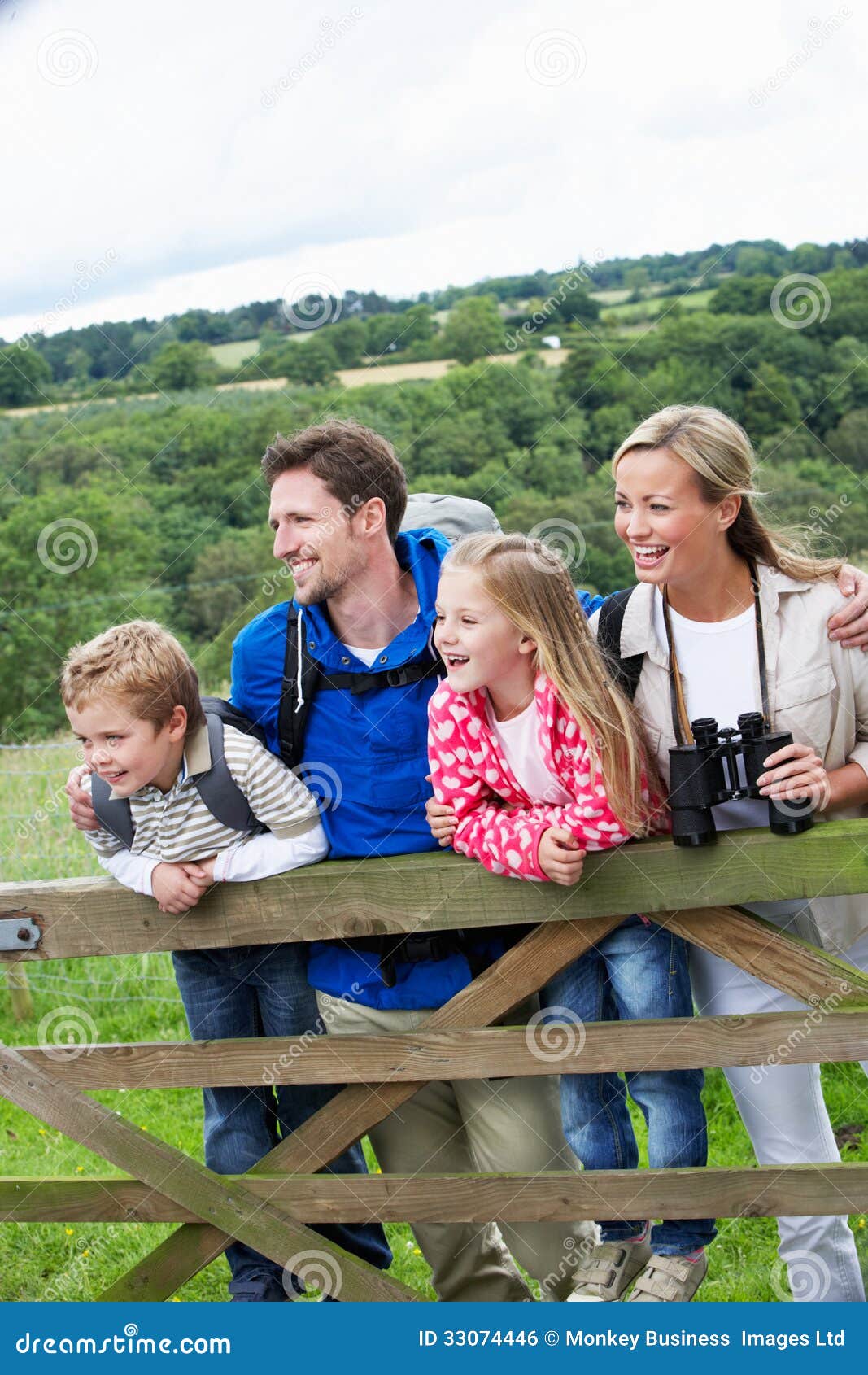 Family on Walk in Countryside Stock Photo - Image of exercising, happy ...