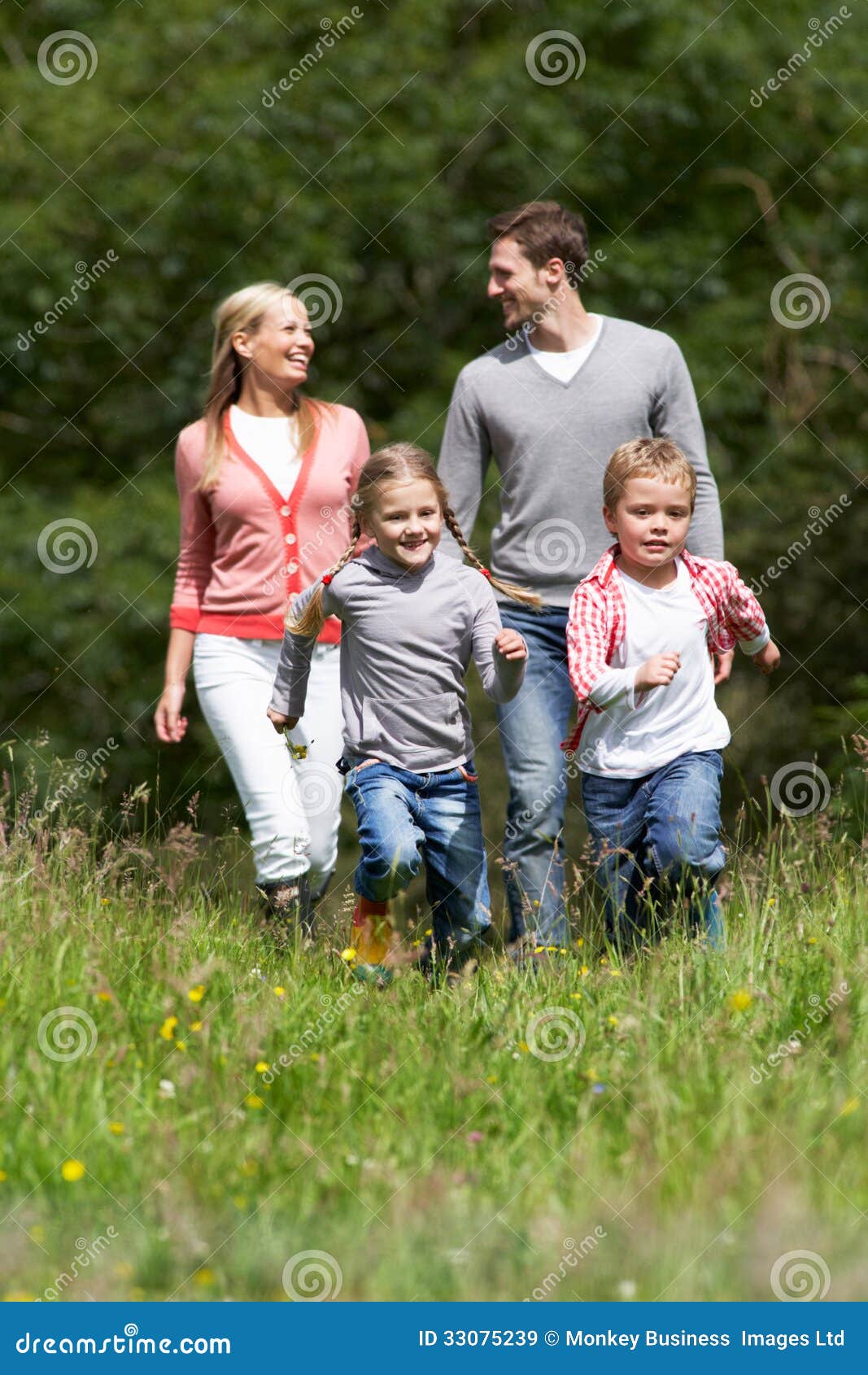 Family on Walk in Countryside Stock Image - Image of countryside, child ...