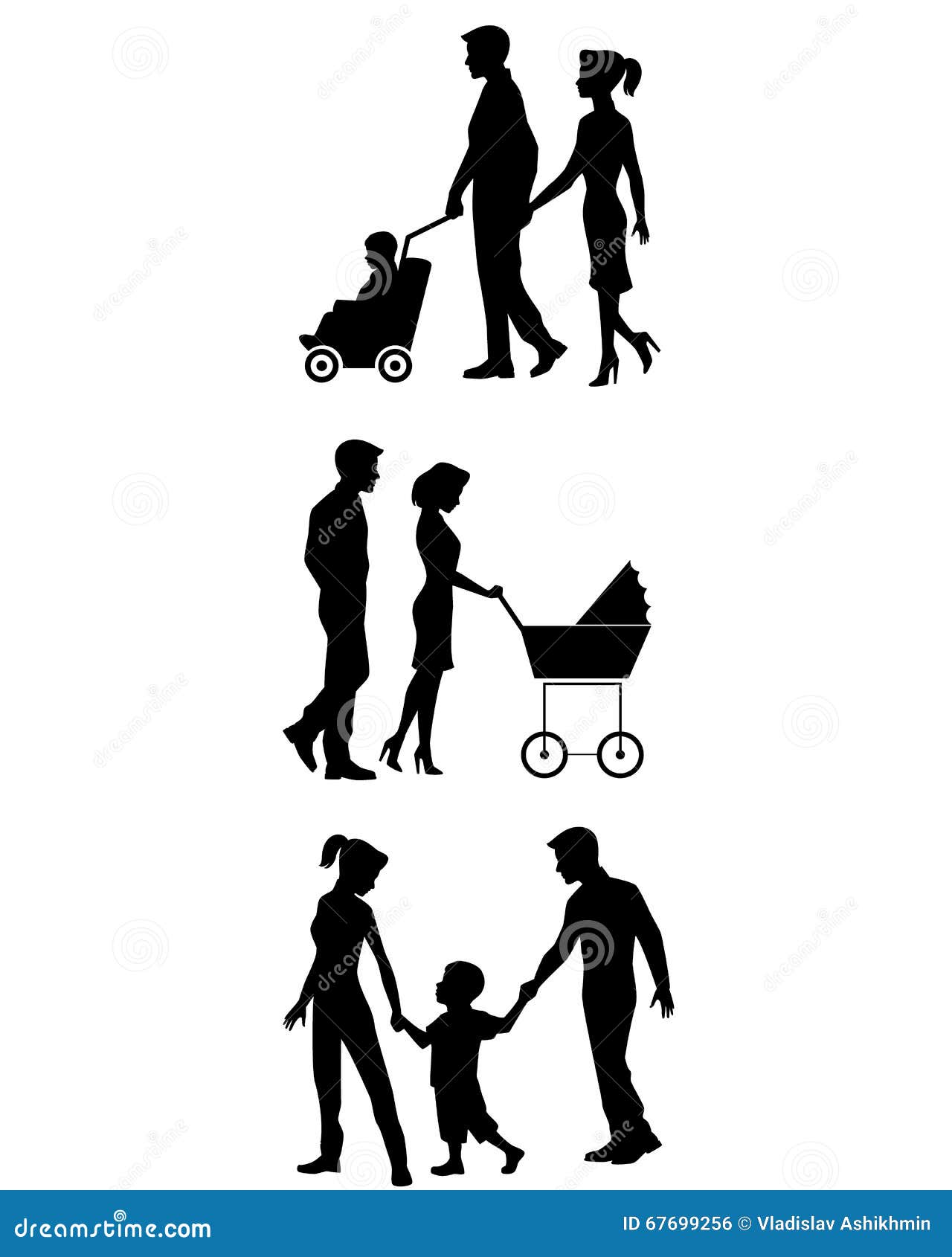Family on walk set stock vector. Illustration of concept - 67699256