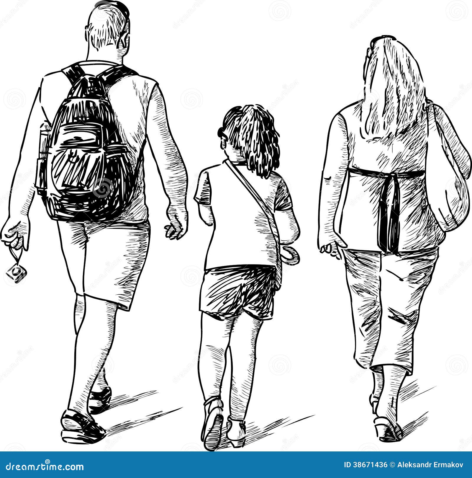 Family on a walk stock vector. Illustration of three - 38671436