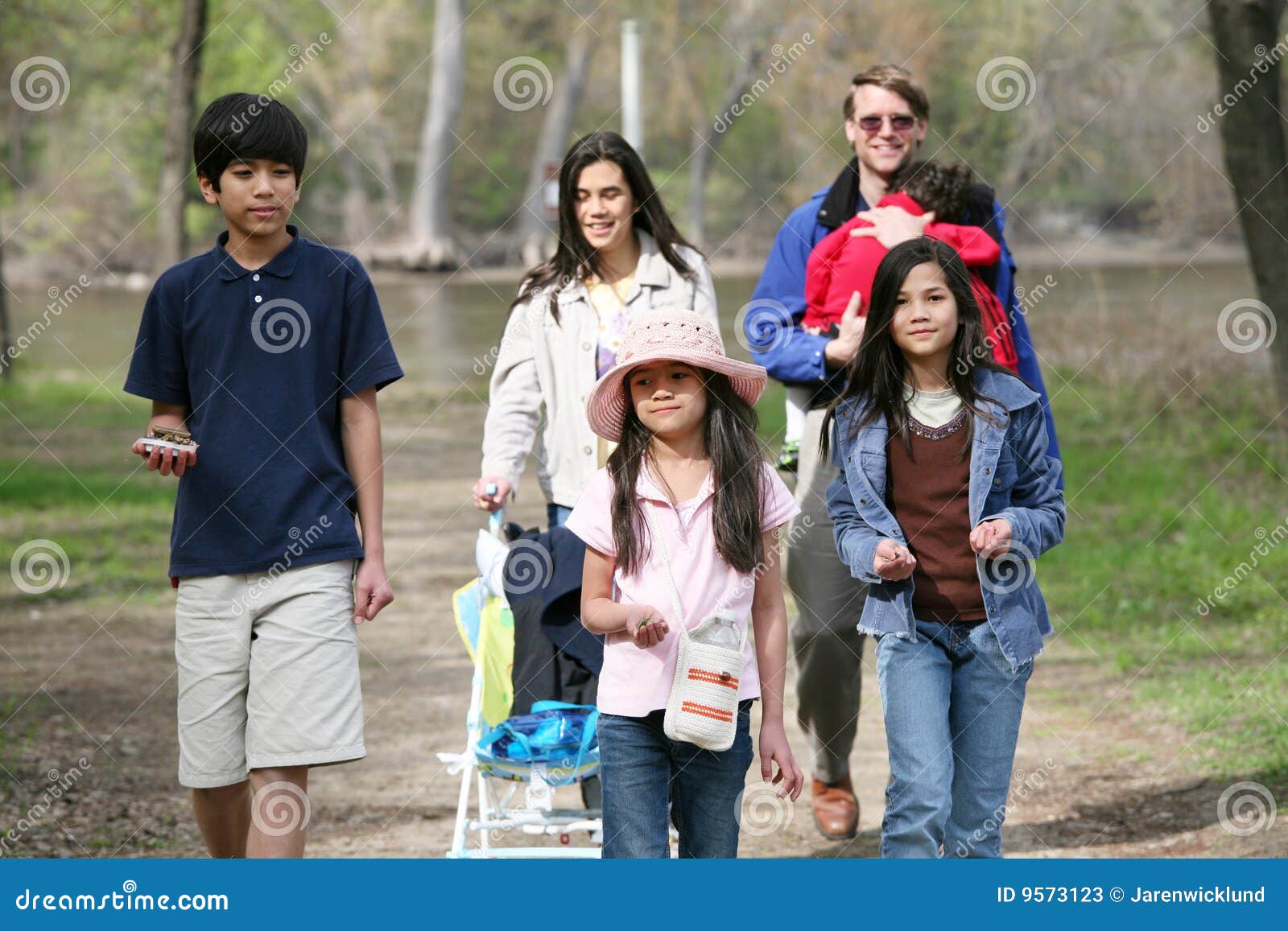 Family Walking Along Country Path Stock Image - Image of summer, family ...