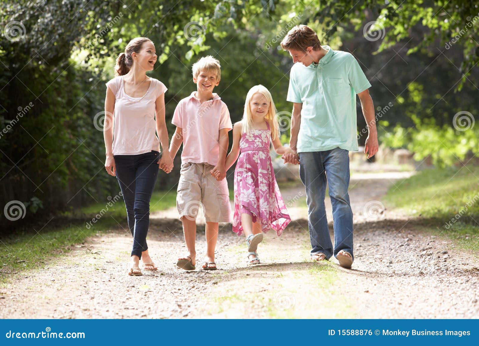 Family Walking in Countryside Together Stock Photo - Image of daughter ...