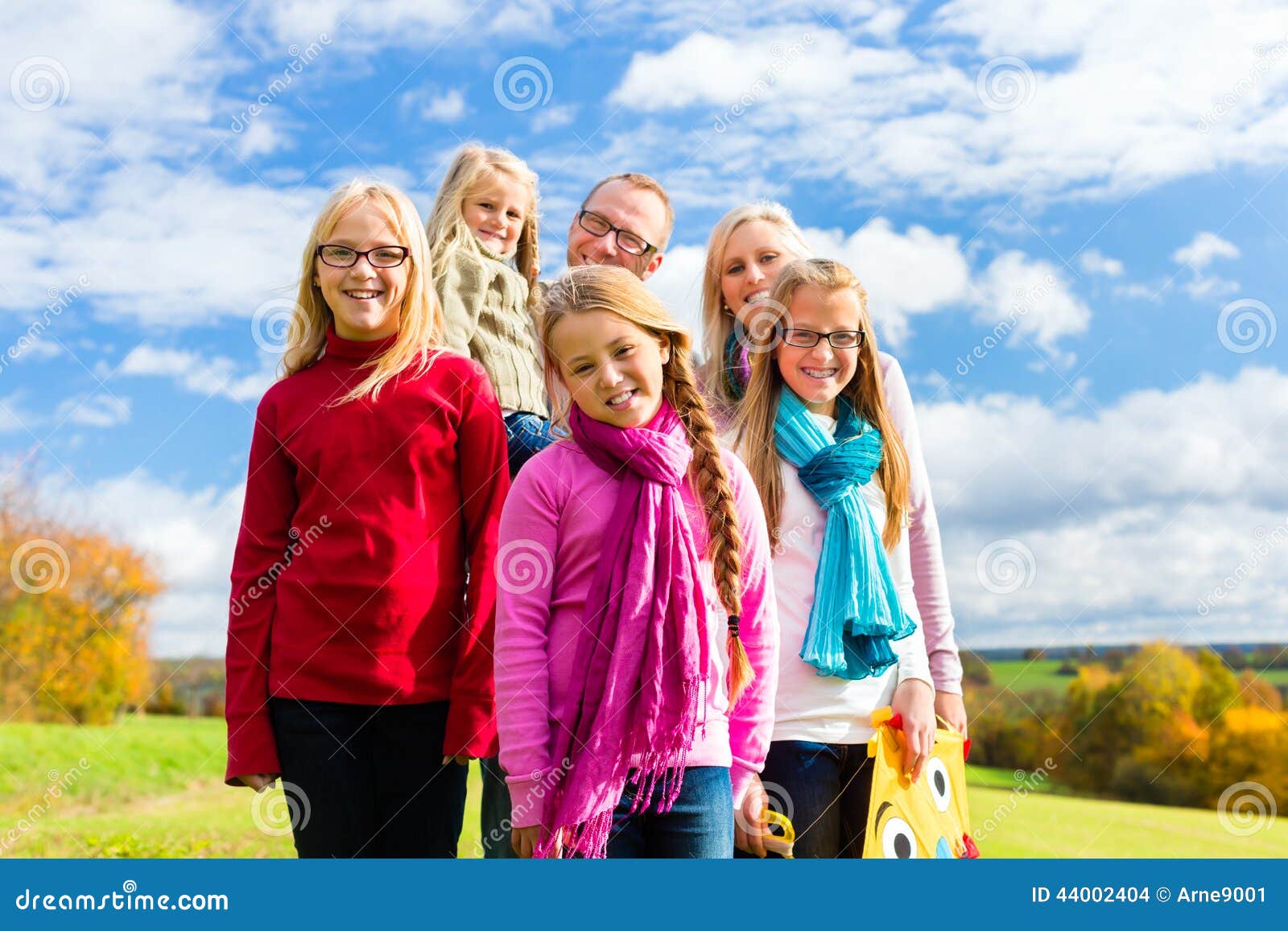 Family Walking through the Park Stock Photo - Image of blond, meadow ...