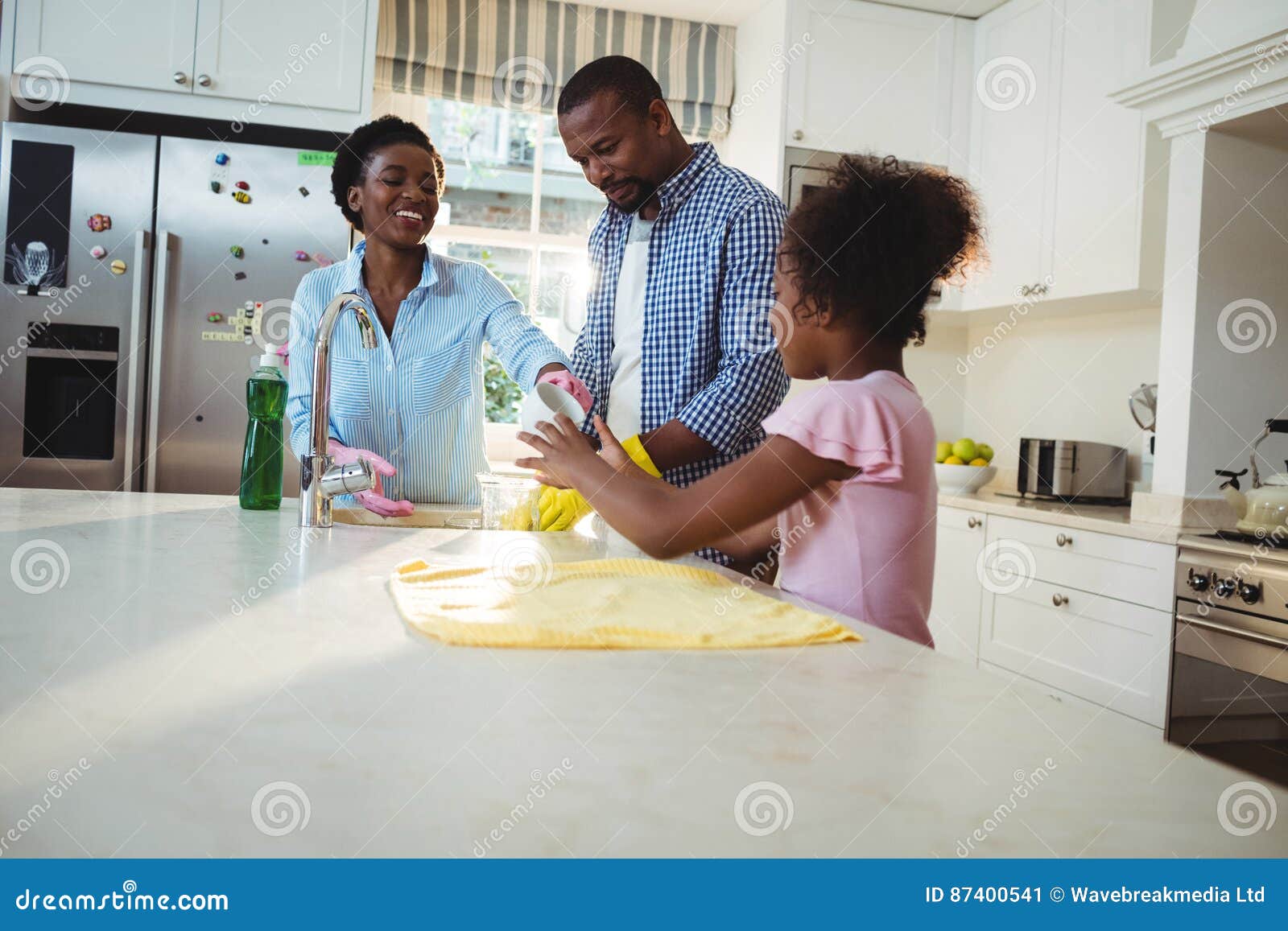 Family Washing Utensils in Kitchen Sink Stock Image - Image of family ...