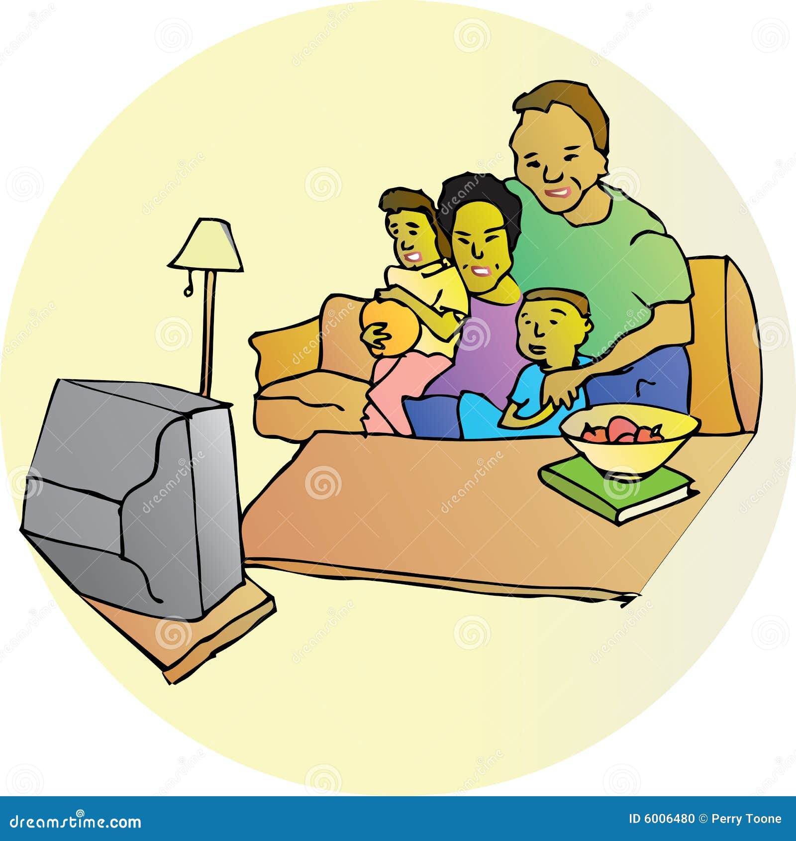 Family Television Page Concept. Family Watches TV. Cable TV. Family ...