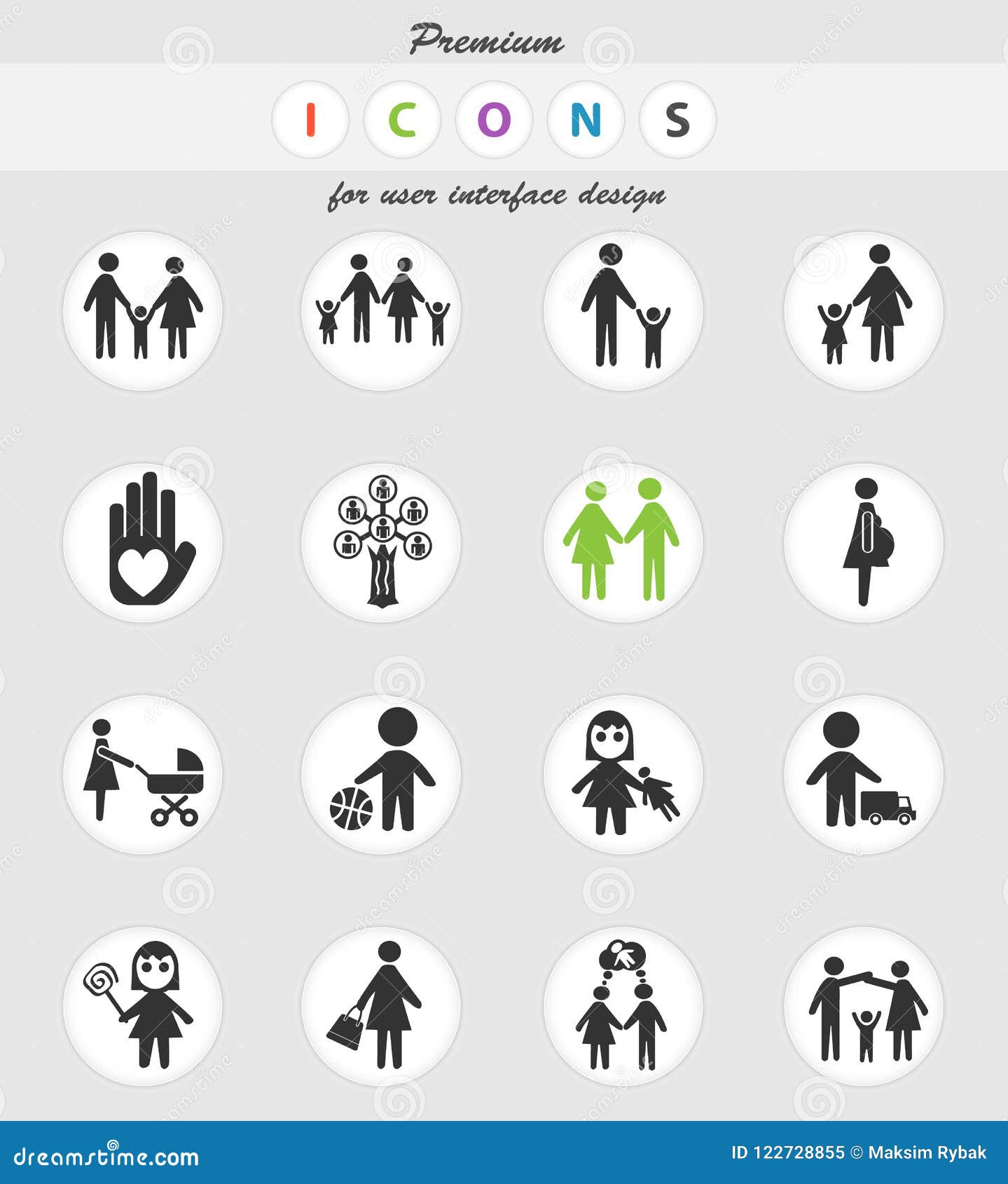 Family icon set stock vector. Illustration of holding - 122728855