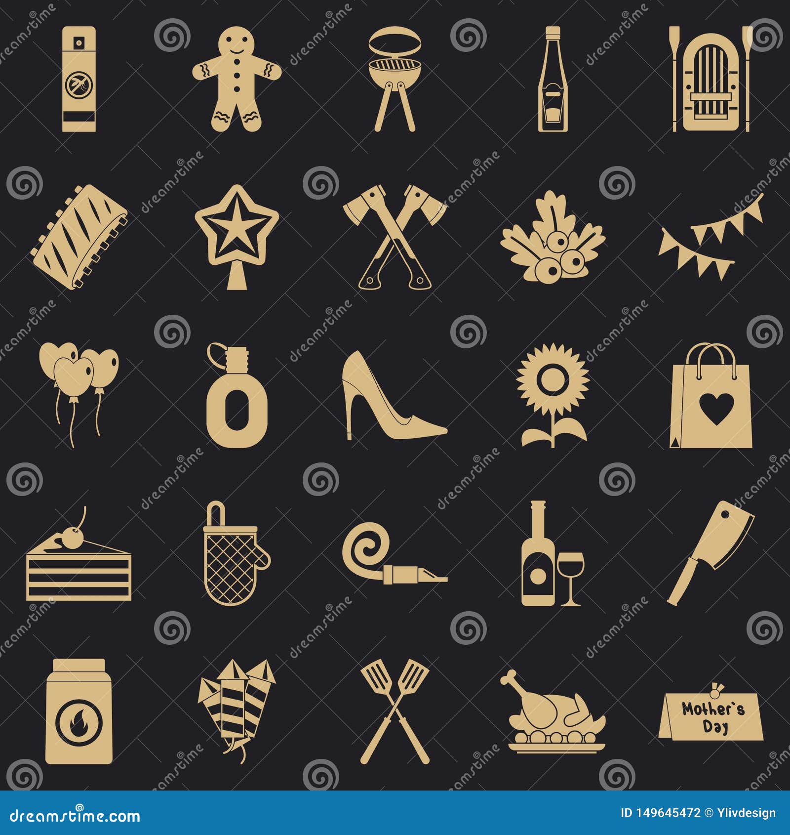 Family Weekend Icons Set, Simple Style Stock Vector - Illustration of ...