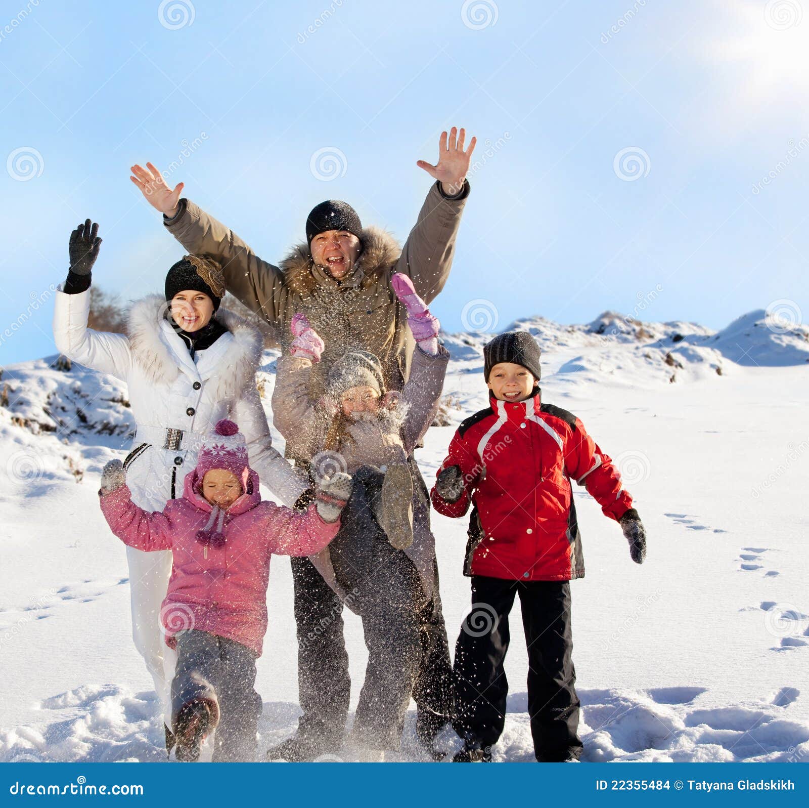 Family in the winter stock photo. Image of mother, happy - 22355484