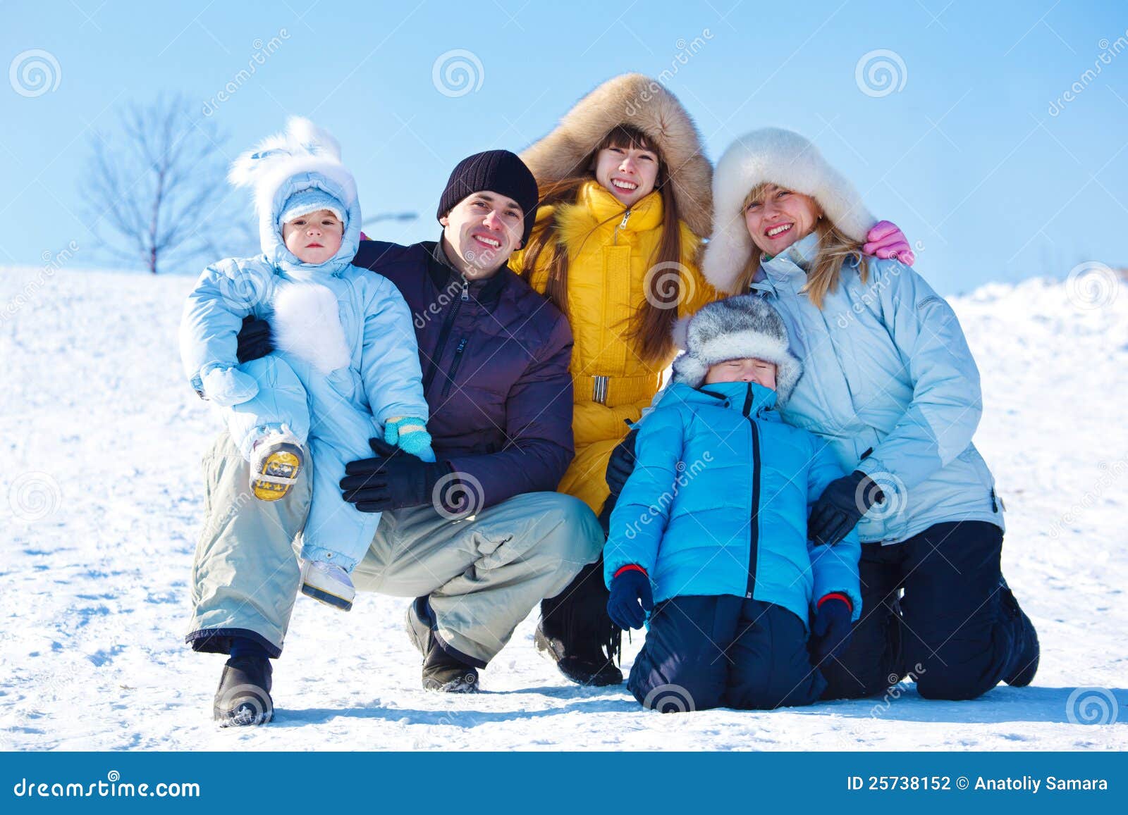 Family in winter stock photo. Image of lovely, blue, happy - 25738152
