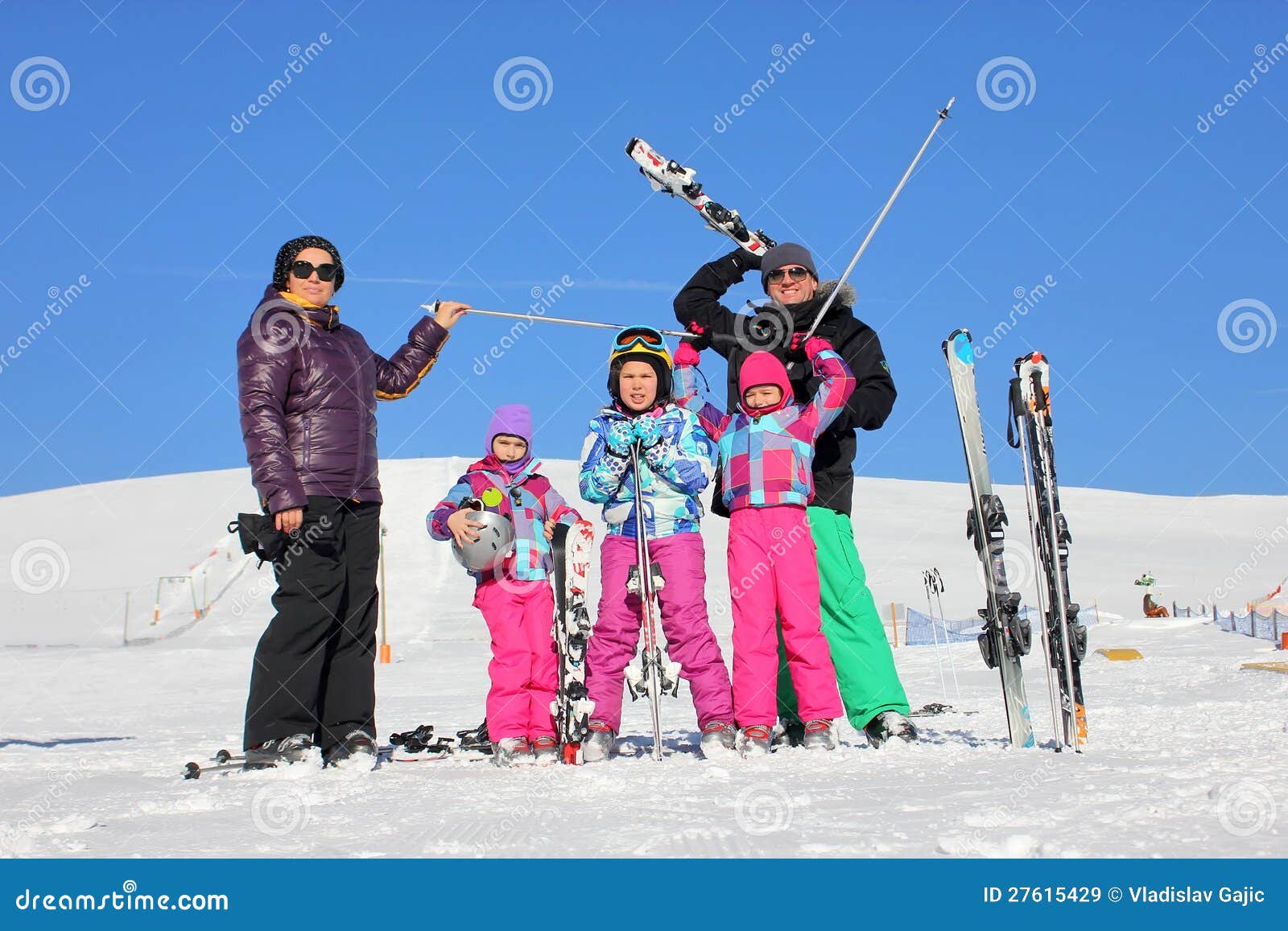 Family on the Winter Vacation Stock Image - Image of father, girl: 27615429