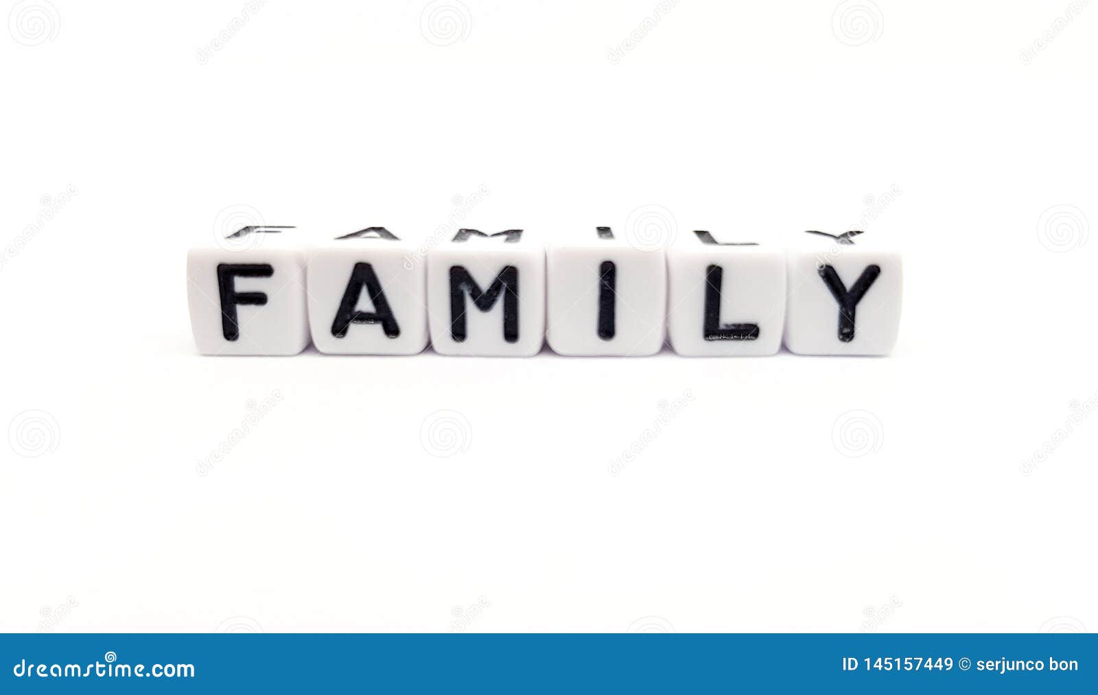Family Word Built with White Cubes and Black Letters on White ...