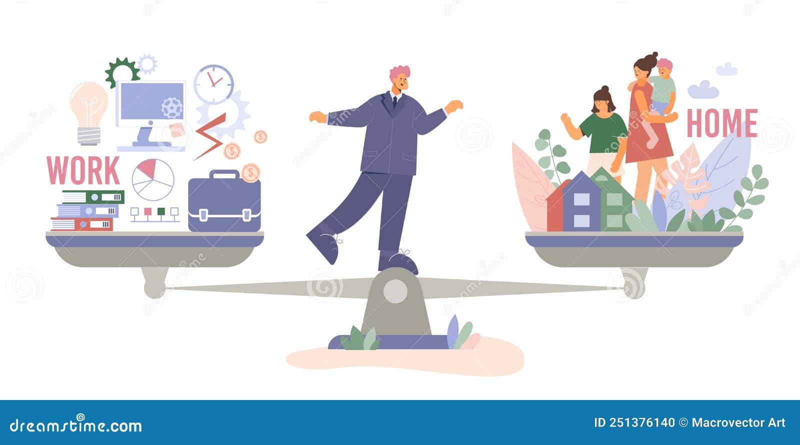 Family Work Balance Composition Stock Vector - Illustration of maturity ...