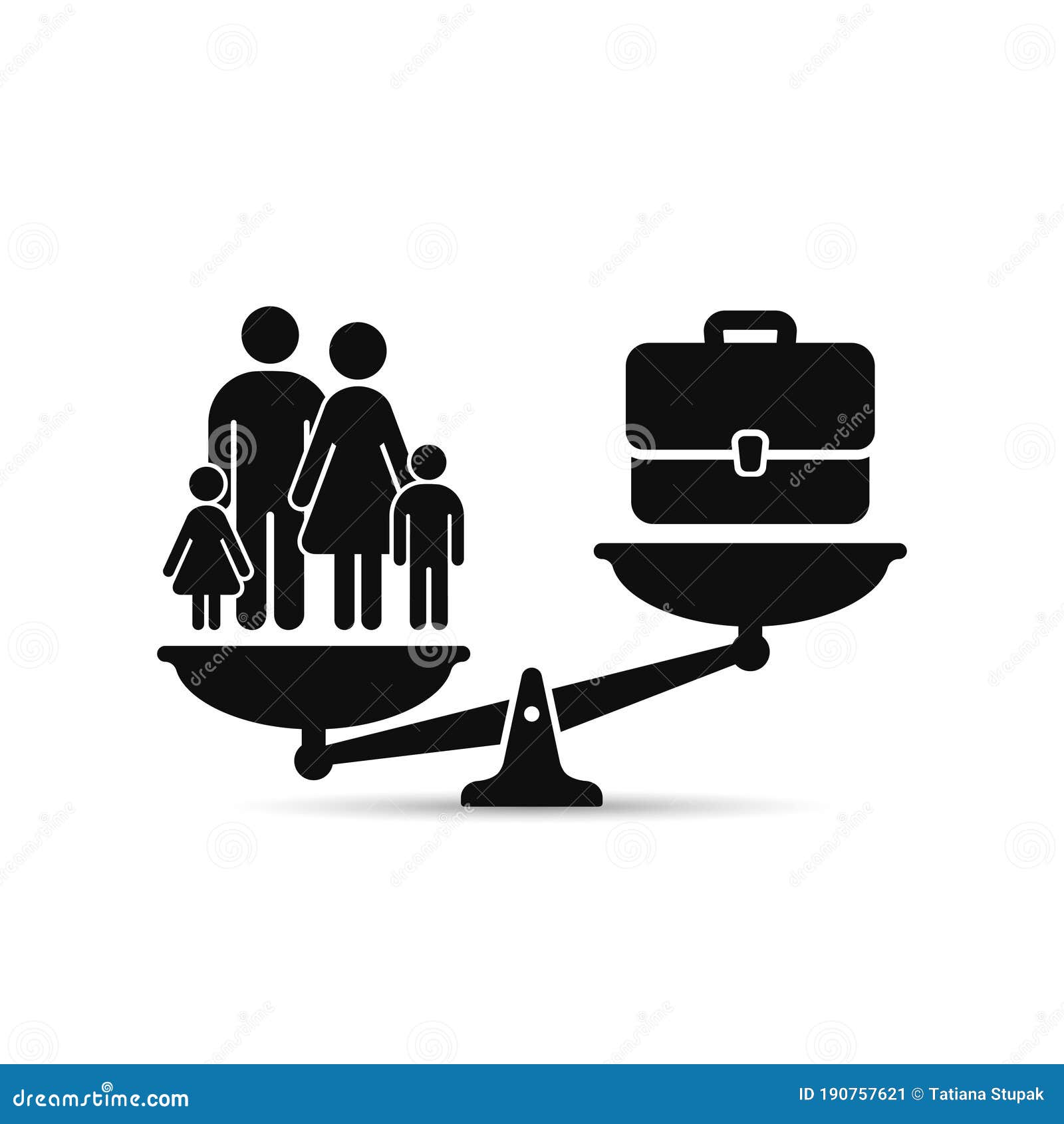 Family or Work Concept. Case and Family on Scales, Work and Life ...