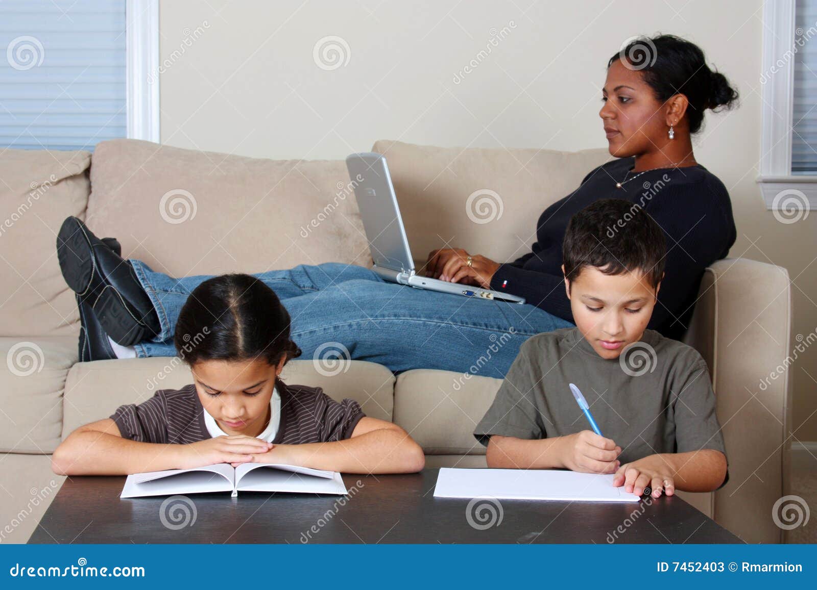 Family Working stock image. Image of drawing, child, brother - 7452403