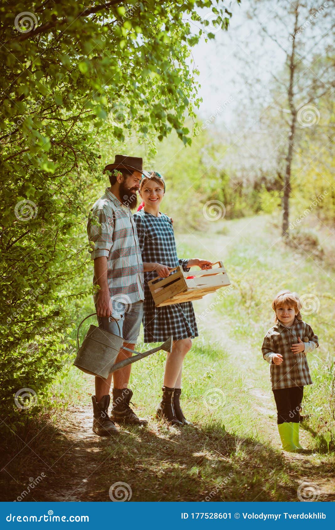 Family Working Together on Farm. Stock Image - Image of cultivating ...