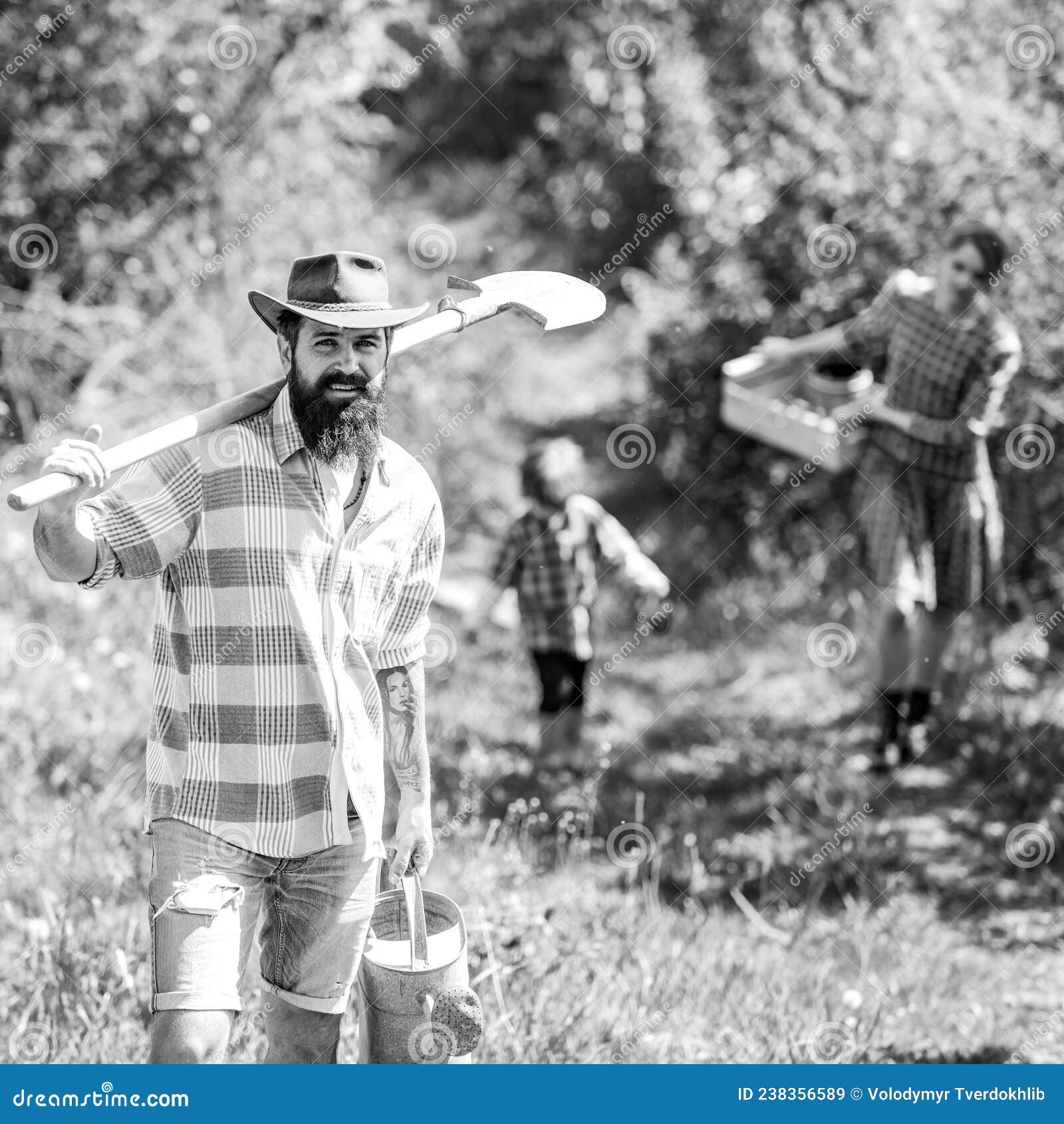 Family Working Together on Farm. Stock Image - Image of happy, parent ...