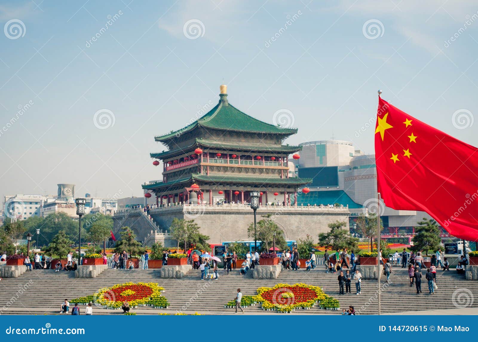 Famous Ancient Bell Tower in Xi`an during National Day Editorial Image ...