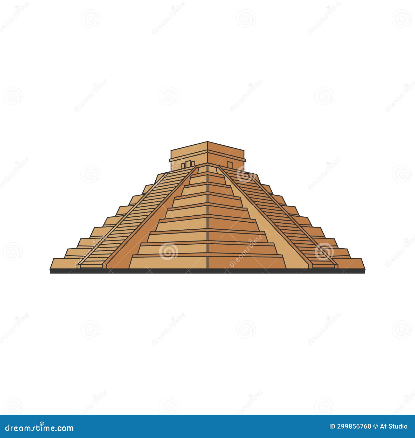 Famous Ancient Mexican or Peru Chicen Itza Aztec Mayan Pyramid on White ...