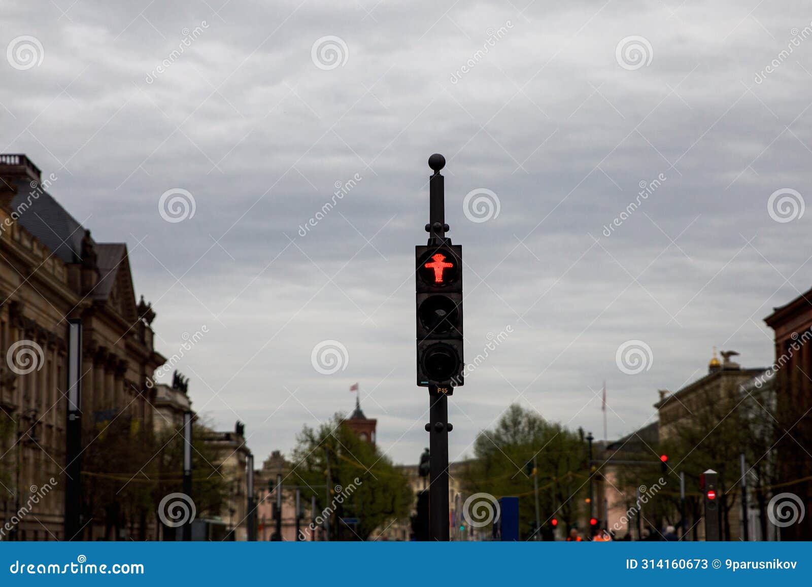 The Famous Berlin Traffic Light Turns Red Stock Image - Image of german ...