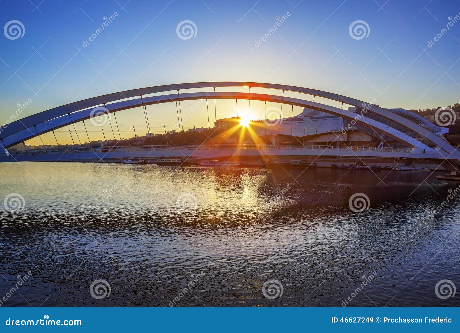 Famous Bridge in Lyon at Sunset Stock Image - Image of trolley, tram ...