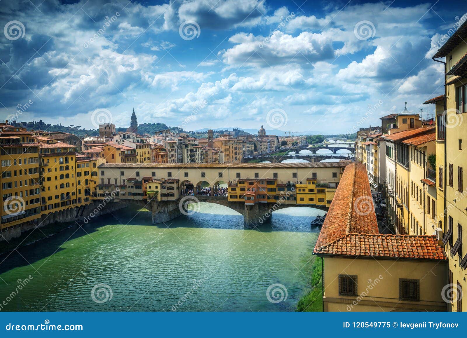 Famous Bridge Ponte Vecchio on the River Arno in Florence, Italy Stock ...