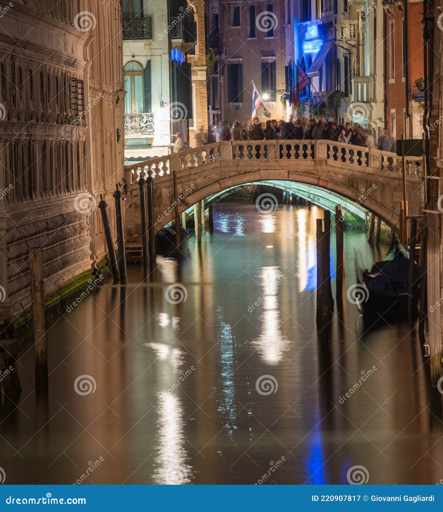Famous Bridge of Sighs in Venice. Beautiful Night View Stock Image ...
